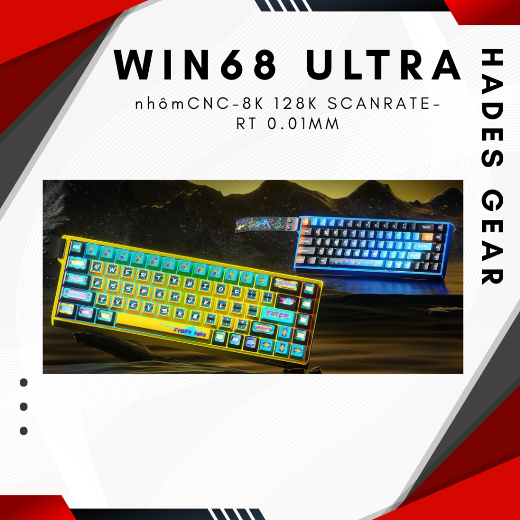 BÀN PHÍM CƠ GAMING WIN68 ULTRA - NHÔM CNC - 8K 128K SCANRATE - RT 0 ...