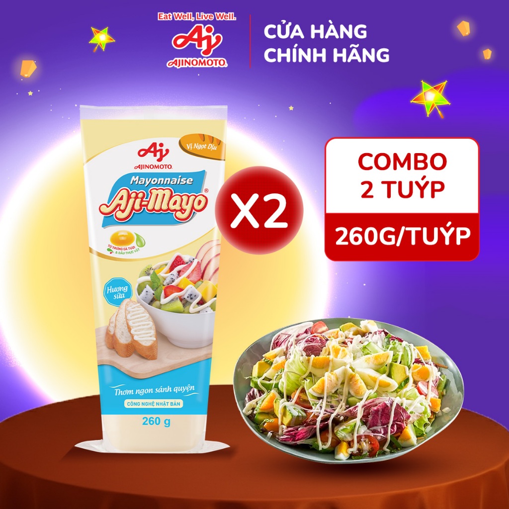 Combo 2 Tuýp Xốt Mayonnaise Aji-mayo® Vị Ngọt Dịu 260g/Tuýp | Shopee ...