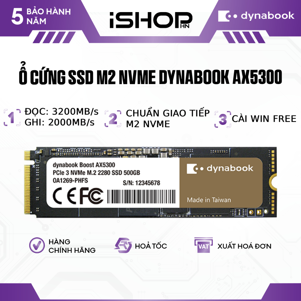 Ổ Cứng SSD M2 NVMe 2280 Dynabook AX5300 PCIe Gen3, tốc độ cao 3200MB/s ...