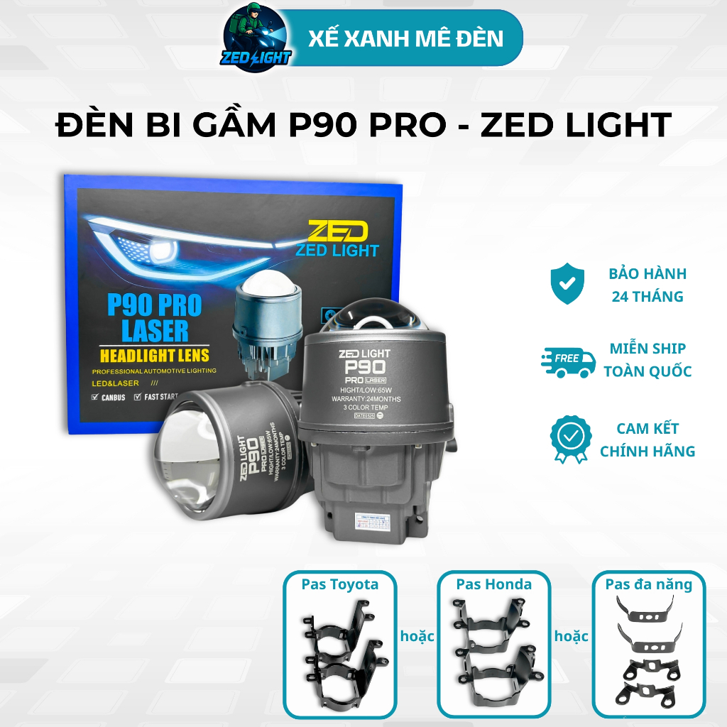 Đèn LED Bi Gầm 3.0 P90 Pro Laser ZEDLIGHT - 65W Có Tâm Trợ Pha Laser Chiếu Xa Trên 200m, Tản ...