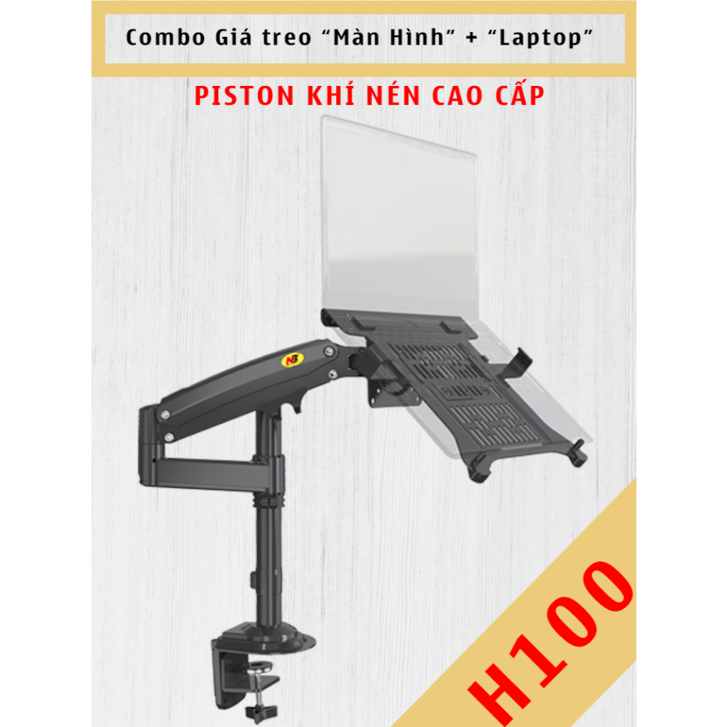 Combo H100 + Fp2 -Combo Arm Laptop - Tay nâng laptop di chuyển nâng hạ ...