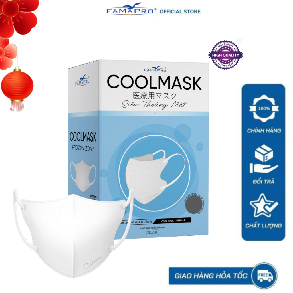 Khẩu trang cao cấp 3 lớp Cool Mask ( 6D Nhật) Famapro hộp 30 chiếc ...