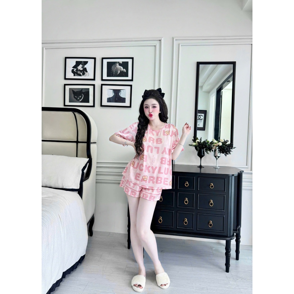 Bộ đùi cổ tròn nữ cao cấp VY LINH chất liệu lụa latin mềm mại, thoáng ...