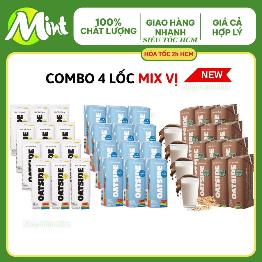 [New] [COMBO 4 Lốc] Sữa Yến Mạch OATSIDE hộp 180ML vị NGUYÊN BẢN/ Sô ...