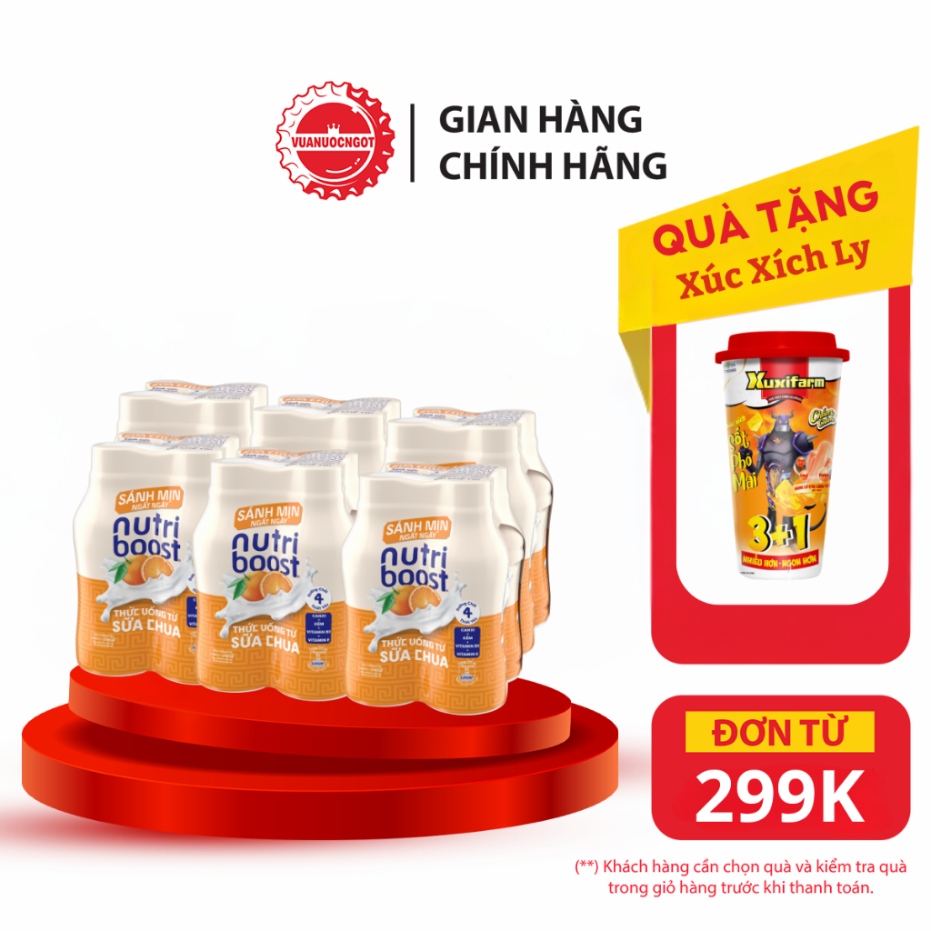 Lốc 24 Chai Thức Uống từ Sữa Chua Nutriboost Vị Cam 170ml/Chai Sale 25. ...