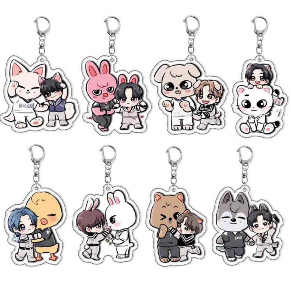Layered Stray Kids Acrylic Keychain, Stray Kids Anime Cartoon Charm ...