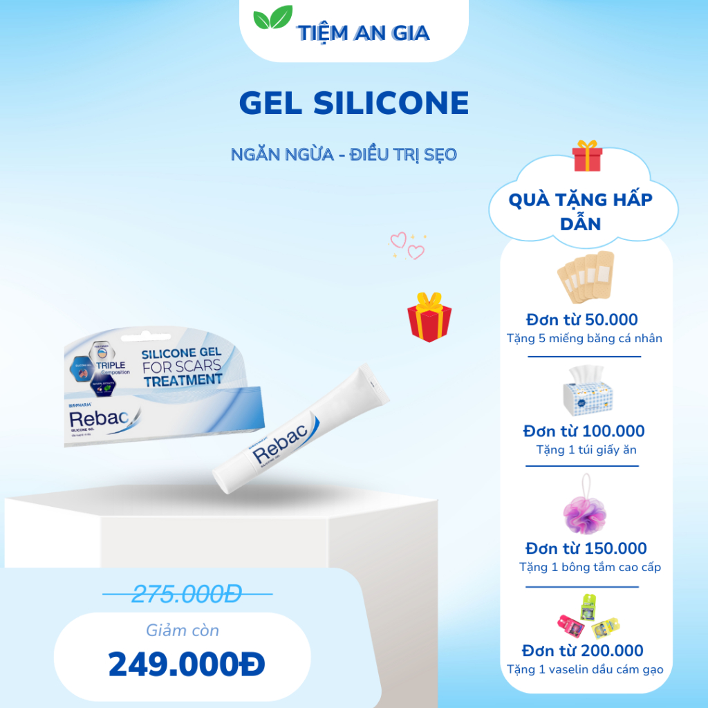 Gel phẳng sẹo lồi, sẹo bỏng, sẹo sau sinh Rebac Thái Lan- Tuýp 15g ...