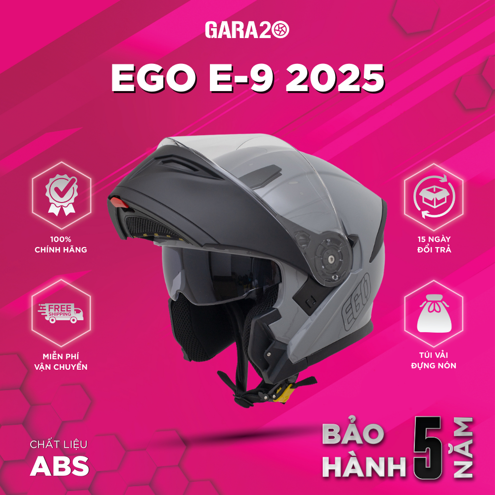 Mũ Bảo Hiểm Fullface Lật Hàm EGO E-9 Mẫu Mới 2025 Hai Kính Nhẹ Nhỏ Gọn ...
