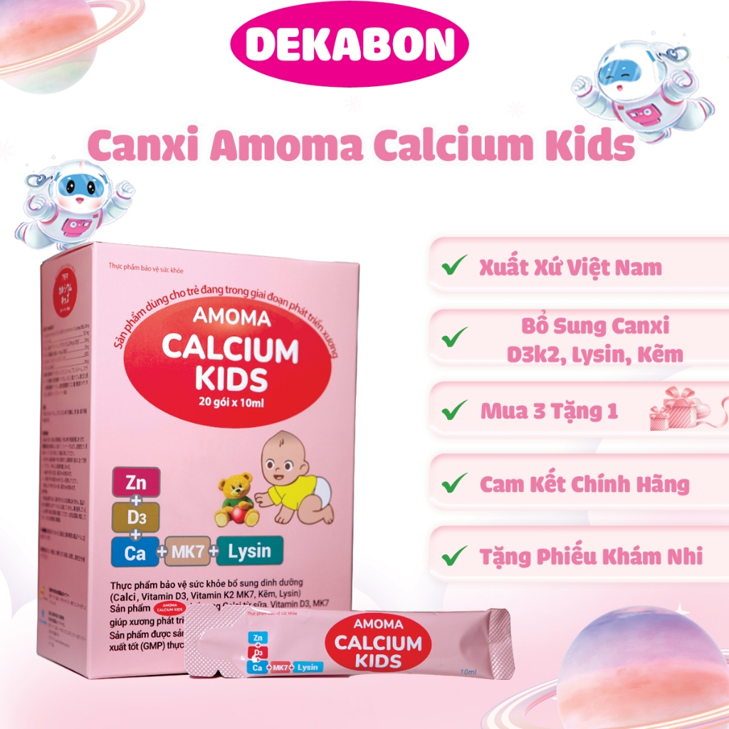 Amoma Calcium Kids Hộp 10ml/20 gói - Canxi hữu cơ từ sữa giúp bé bổ ...