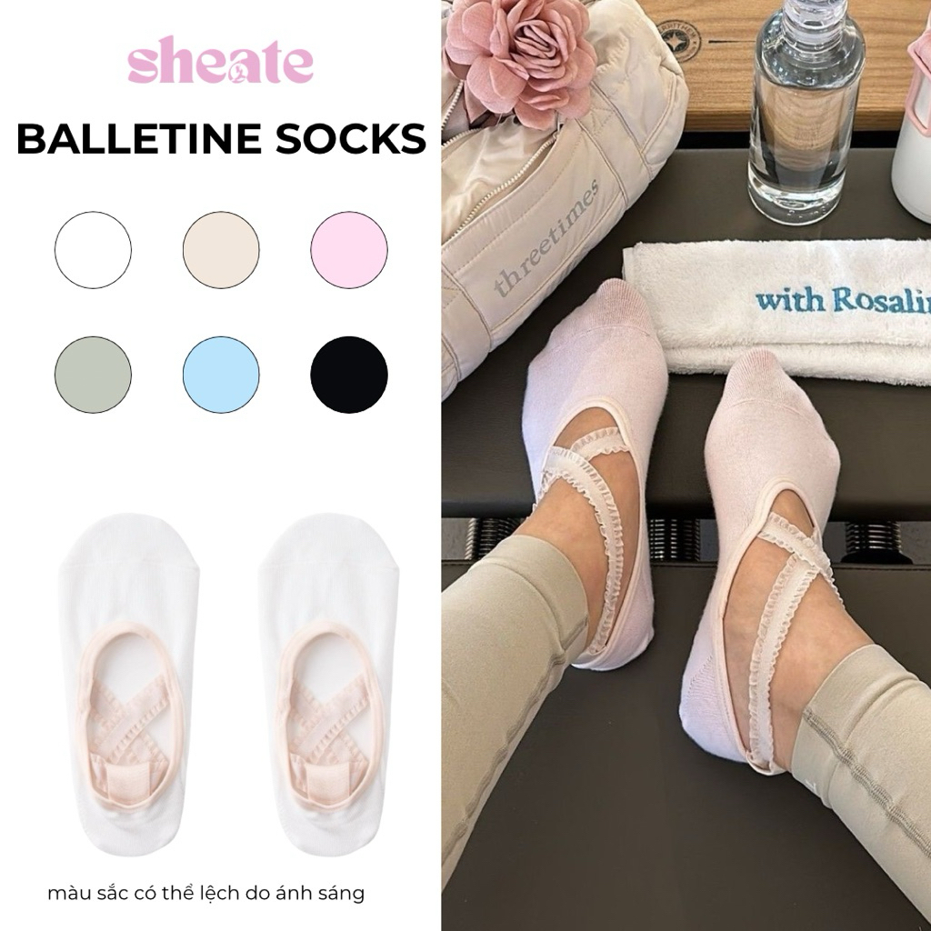 BALLETINE SOCKS - Tất tập pilates / yoga cổ thấp phong cách ballet viền ...