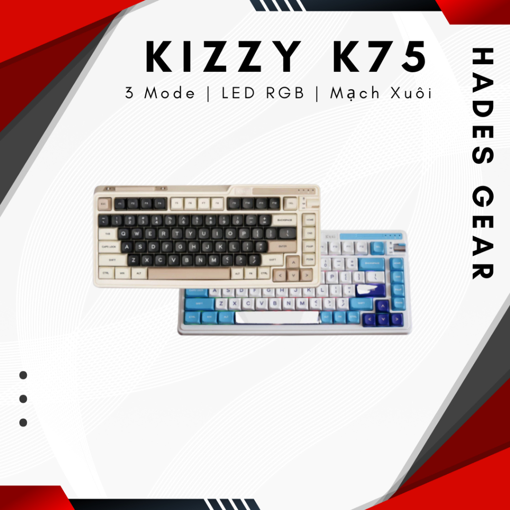 Bàn Phím Cơ Không Dây KZZI K75 Lite | 3 Mode | LED RGB | Mạch Xuôi ...