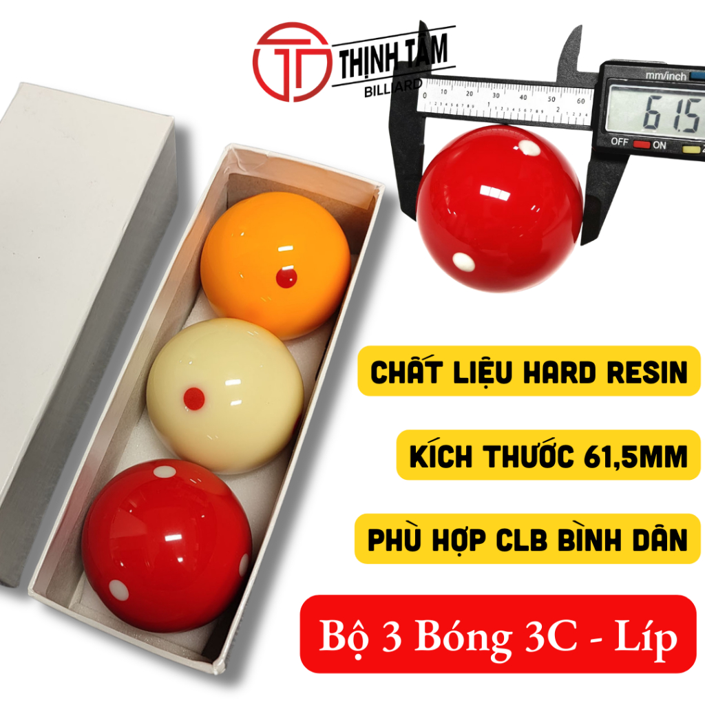Bộ 3 Bóng Bida 3 Băng, Bóng Bi-A 3C 6 Chấm, Bóng Bida Líp [ Bộ Bóng 3C ...