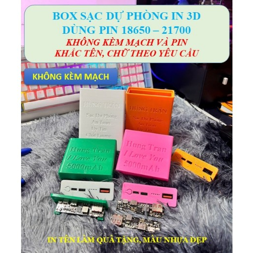 (Không Kèm Pin Và Mạch) Box sạc dự phòng dùng cell pin 18650 / 21700 IN ...