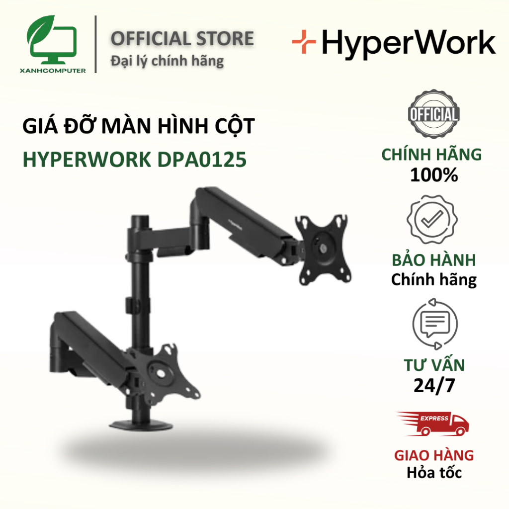 Giá đỡ màn hình cột HyperWork P1 Dual | DPA0125 Phiên bản 2025 - Hàng ...