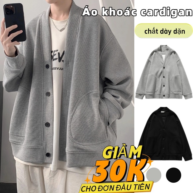 Áo khoác cardigan nam Áo len tay dài nam nữ Mềm Mịn Dày Dặn mặc rộng ...