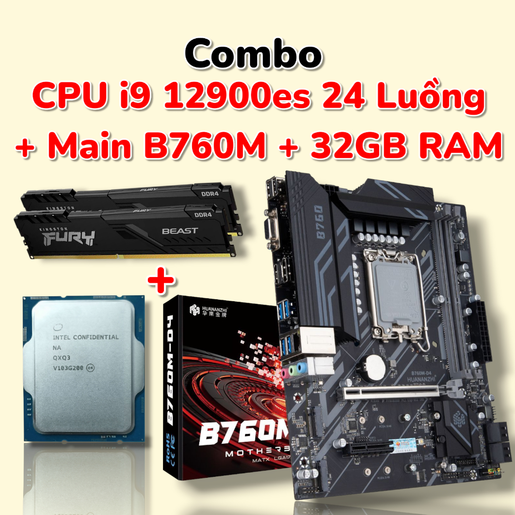 Combo CPU intel Core i9 12900 ES1 QXQ3 + Main B760 + RAM 32GB - BH 36 ...