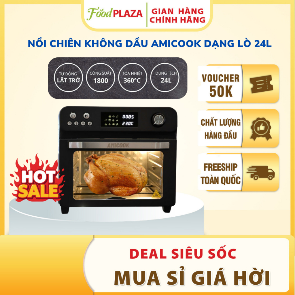 Nồi Chiên Không Dầu Amicook – Dung Tích 24L, Nướng Chiên Đa Năng ...