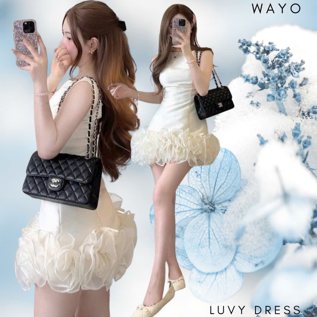 [Luvy Dress] Đầm WAYO thiết kế body dáng ngắn phối bèo xòe dự tiệc sang ...