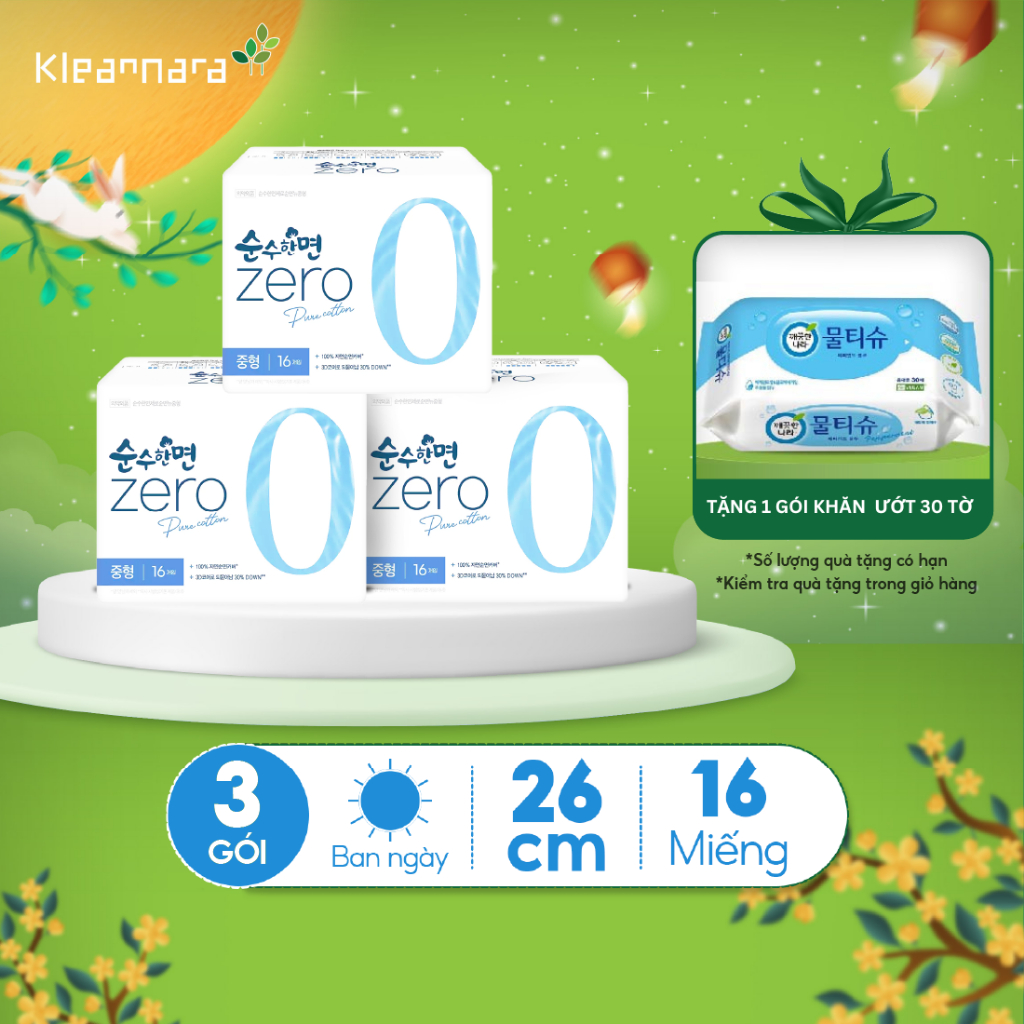 Combo 3 gói băng vệ sinh Kleannara Zero Hàn Quốc ban ngày siêu êm ...
