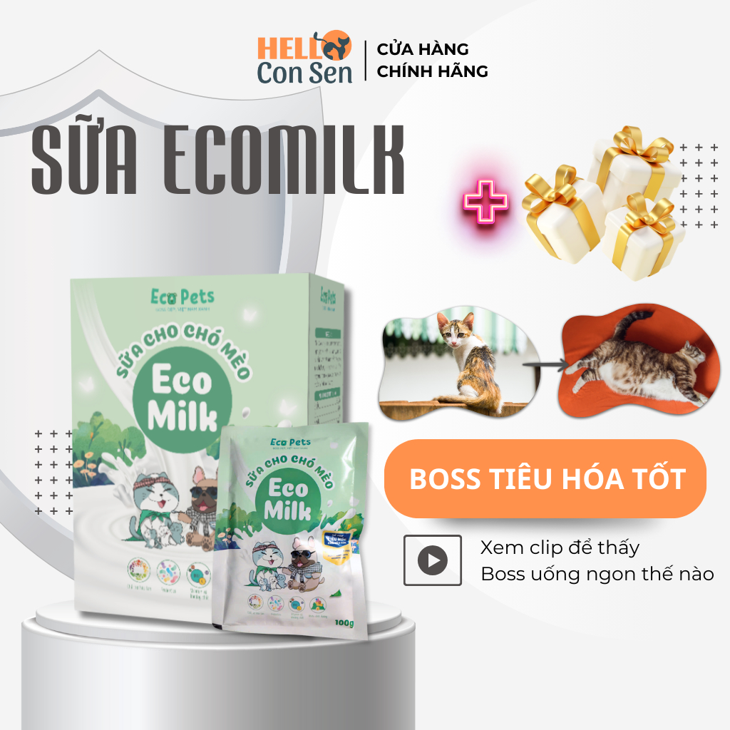 Sữa bột chứa chất xơ và vitamin cho mèo Helloconsen Ecomilk giúp tăng ...