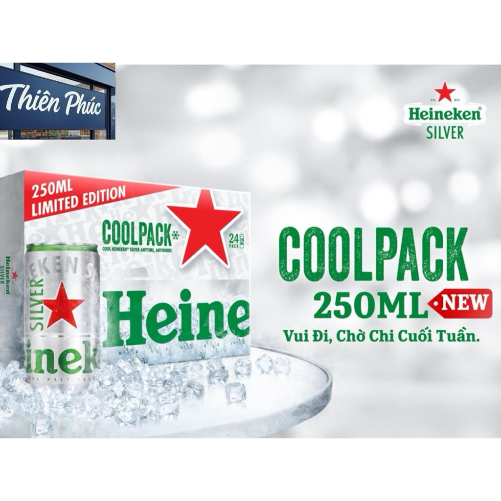 Bia Heineken Cool Pack thùng 24 lon 250ml - Bia Heineken Silver ...