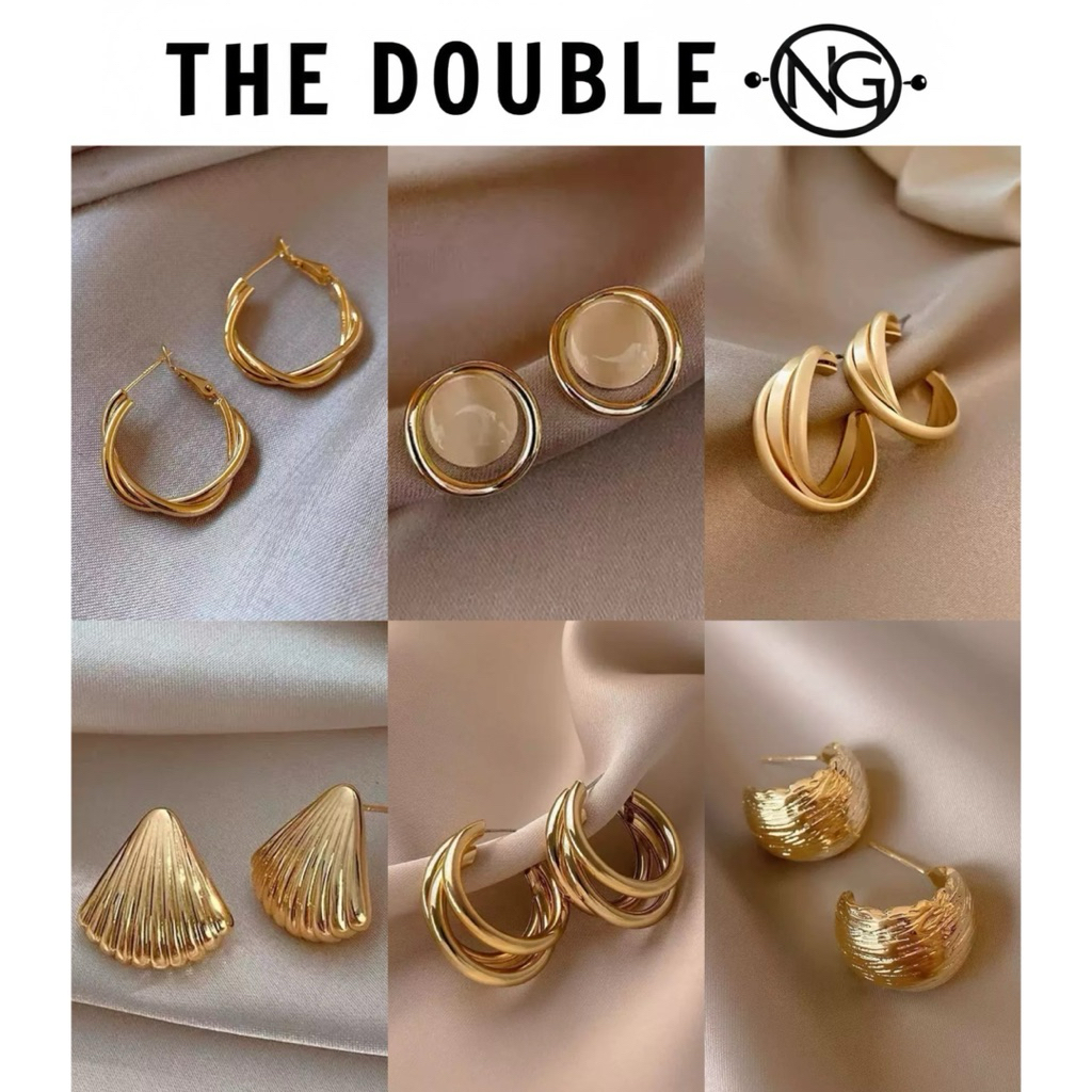 Bông Tai Kim Loại Bản To Đa Dạng Kiểu Dáng The Double NG - Phong Cách Vintage Sang Trọng Phụ ...