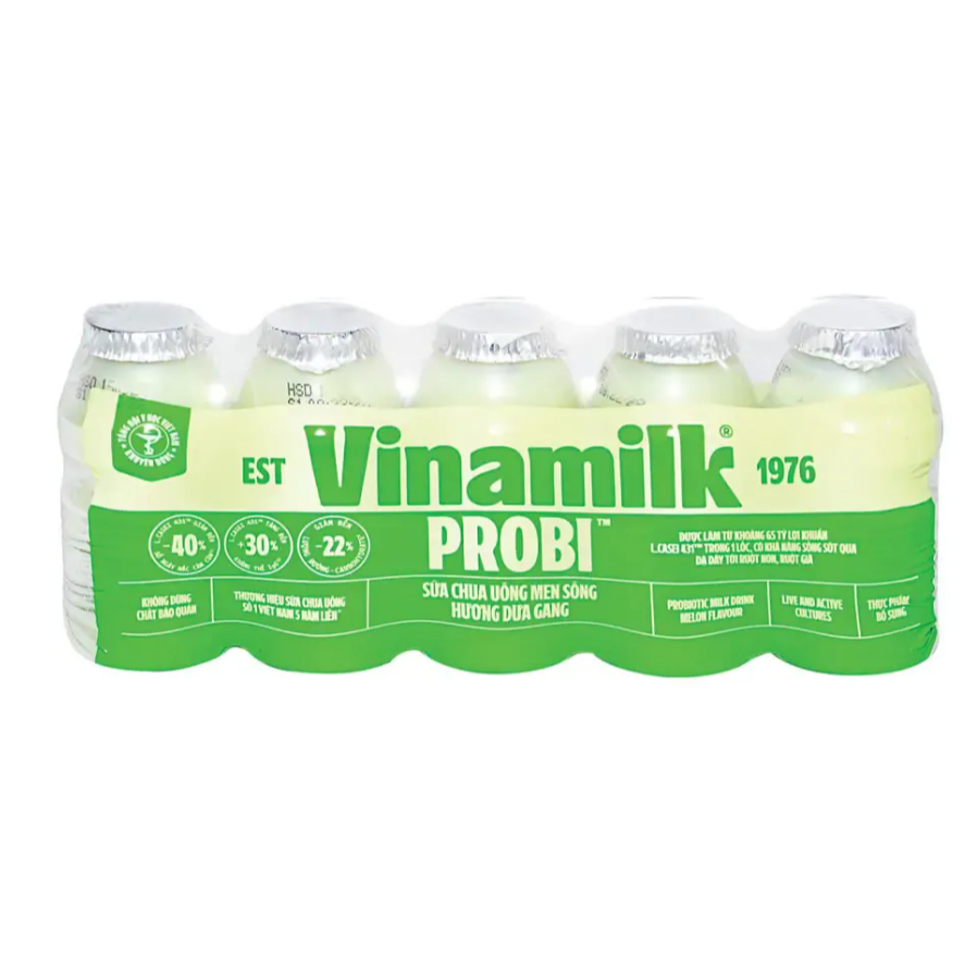 Sữa chua uống Vinamilk Probi dưa gang, lốc 5 chai, 65ml | Shopee Việt Nam