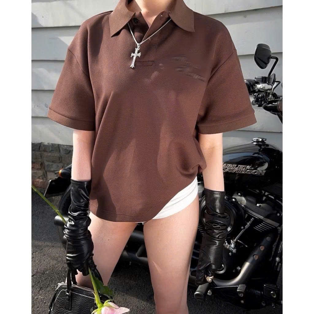 SSMA POLO CORE COLLAR SHIRT BOXY BROWN - Áo thun có cổ tay ngắn nam nữ local brand | Shopee Việt Nam
