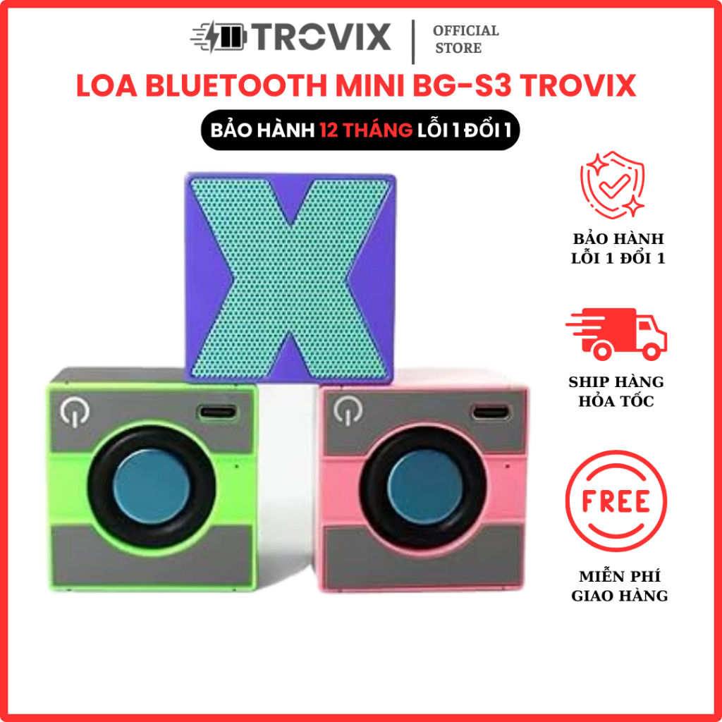 Loa Bluetooth Mini BG-S3 TROVIX, Loa Mini Chữ X, Âm Thanh Cực Chất,Bảo ...