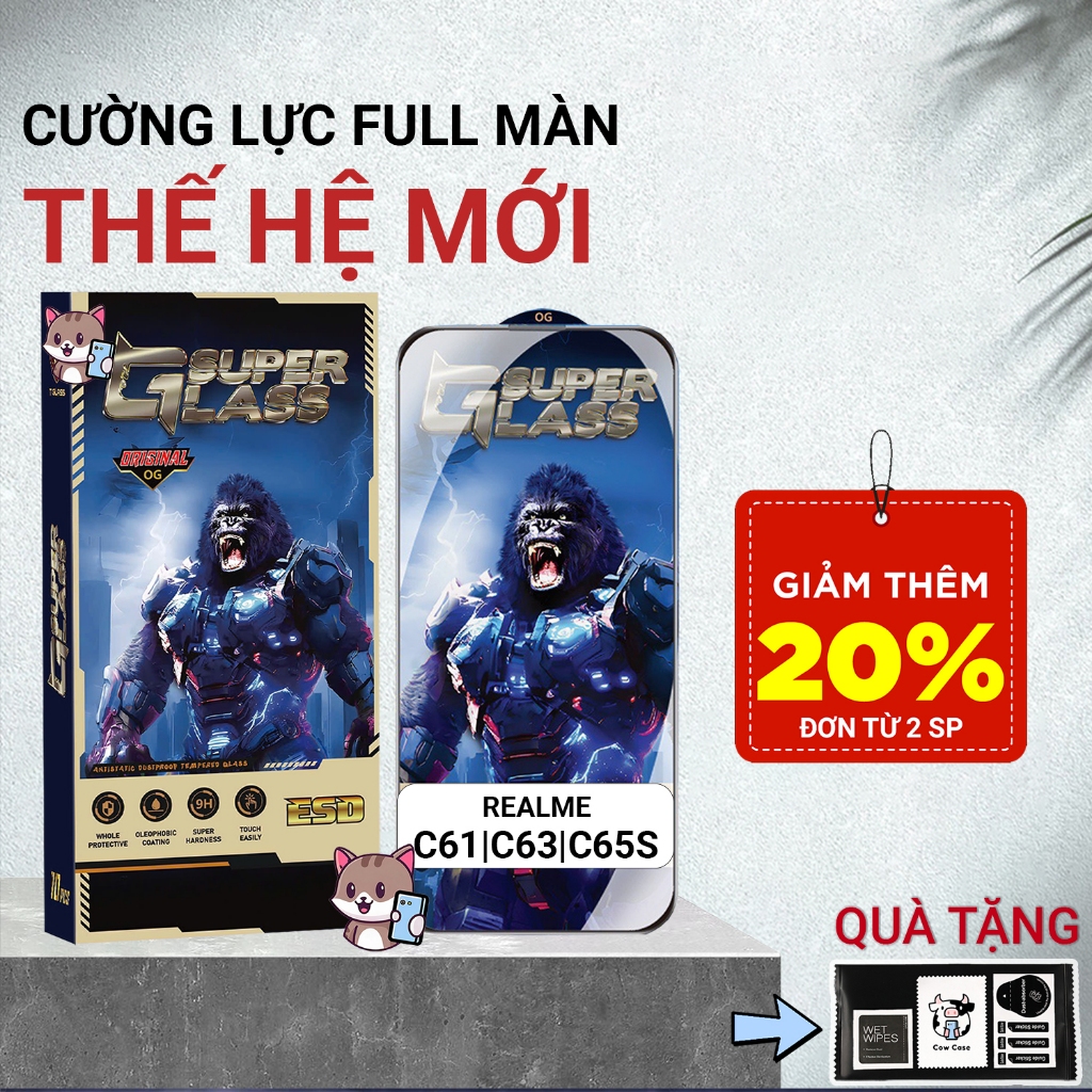 Kính cường lực Realme C61, C65s, C63 Meocase PREMIUM full màn | Miếng ...