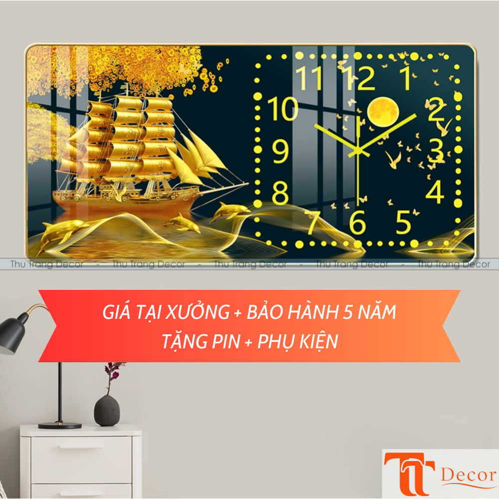 Tranh Đồng Hồ Tráng Gương Thuận Buồm Xuôi Gió TT Decor- DH31- In UV Cao ...