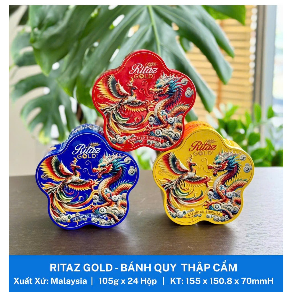 Bánh Ritaz Gold Thập Cẩm Hình Long Phụng Hộp Thiếc Bông Mai 105g ...
