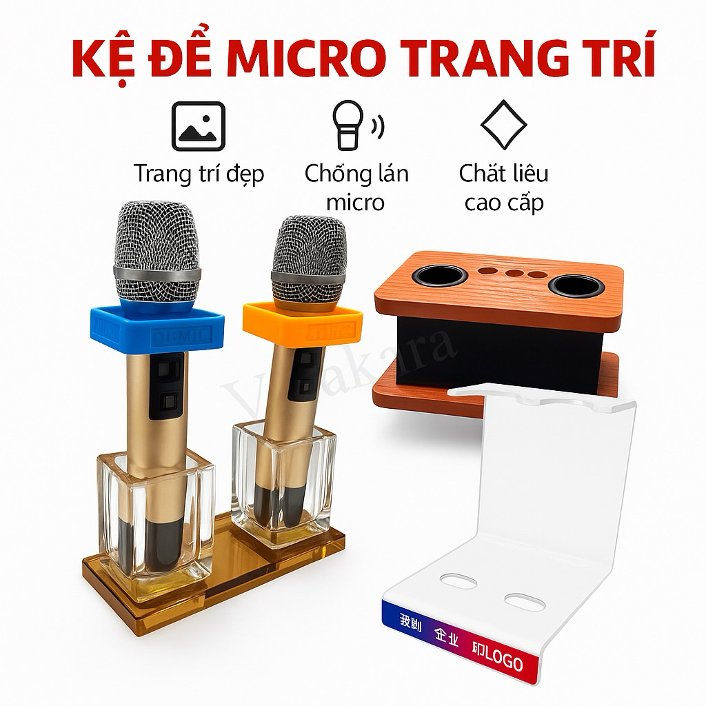 Giá đỡ micro mica cao cấp, kệ gỗ, kệ gương micro loại 2 micro, mica ...