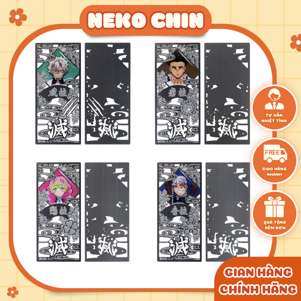 Dấu trang/Bookmark kim loại khắc họa tiết Demon Slayer Kimetsu no Yaiba ...