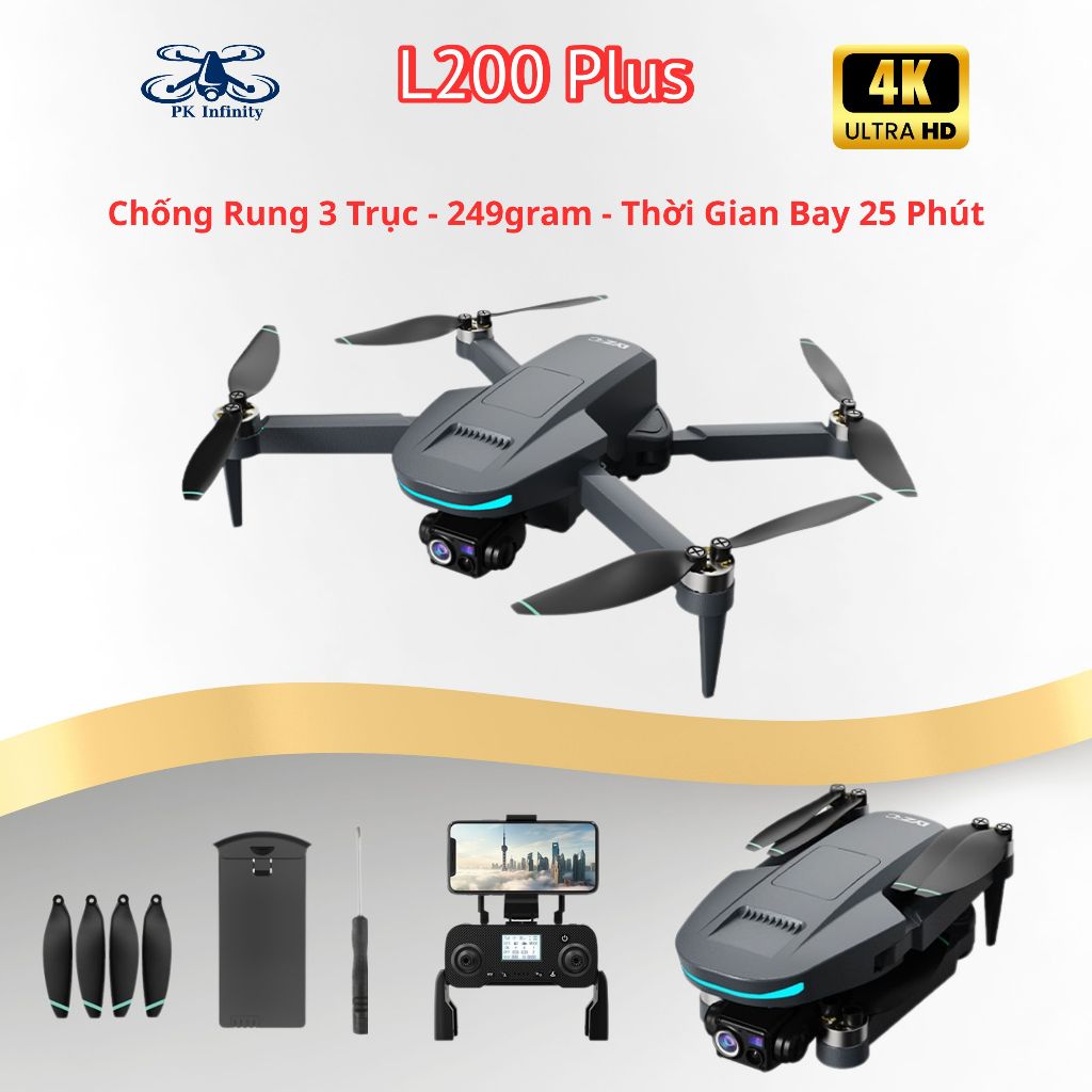 Flycam L200 PLus - Camera 4k - Gimbal Chống Rung 3 Trục - GPS - Động Cơ ...