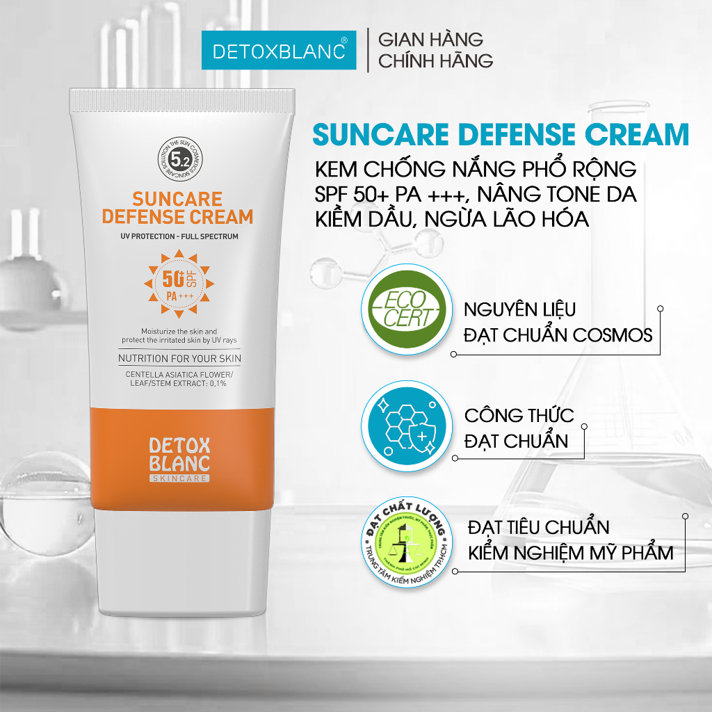 Kem chống nắng phổ rộng SPF 50+ PA +++ DETOX BLANC SUNCARE DEFENSE ...