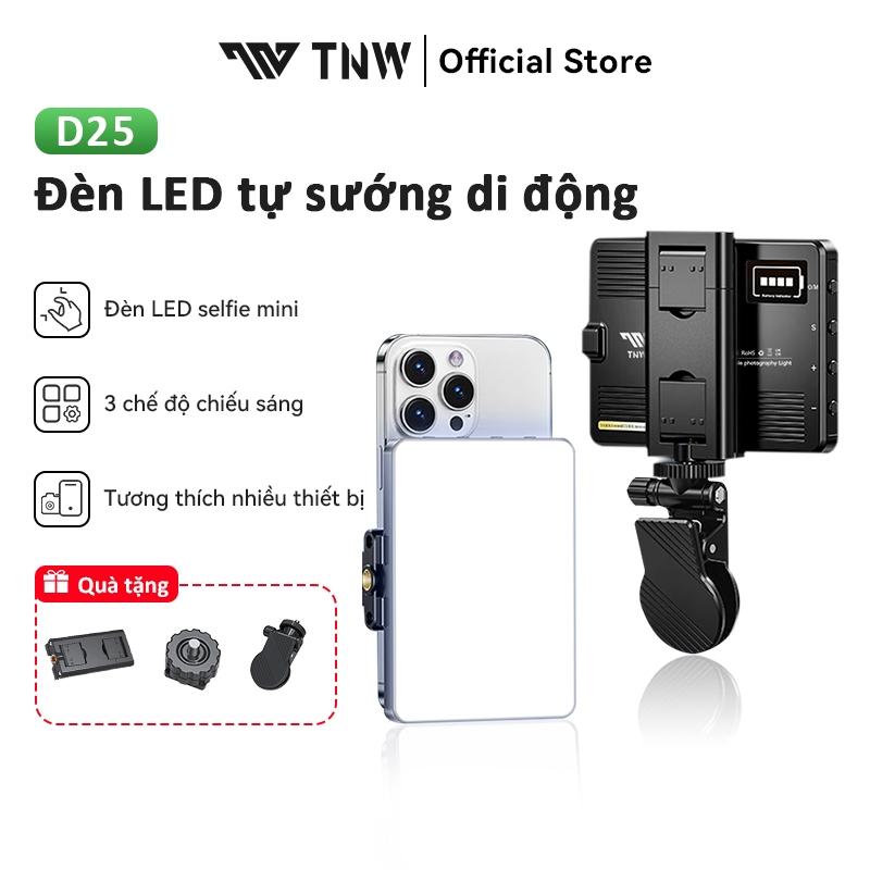 Đèn LED Selfie Mini Di Động TNW D25 Đèn Trợ Sáng Điện Thoại Kèm Kẹp,Pin ...