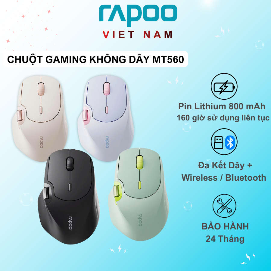 Chuột máy tính Không Dây Rapoo MT560 Silent (3 mode - pin sạc: 800mAh ...