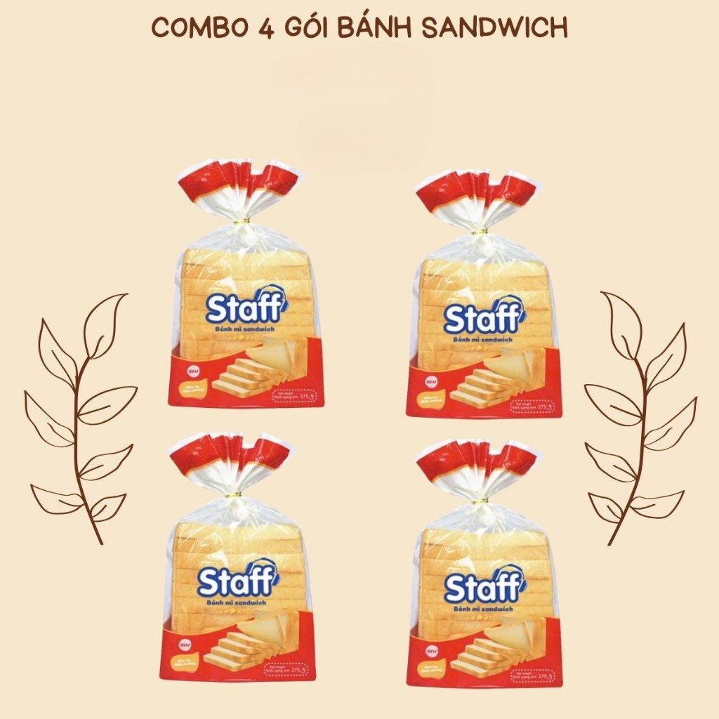 Combo 4 gói bánh mì sandwich Staff thơm ngon | Shopee Việt Nam