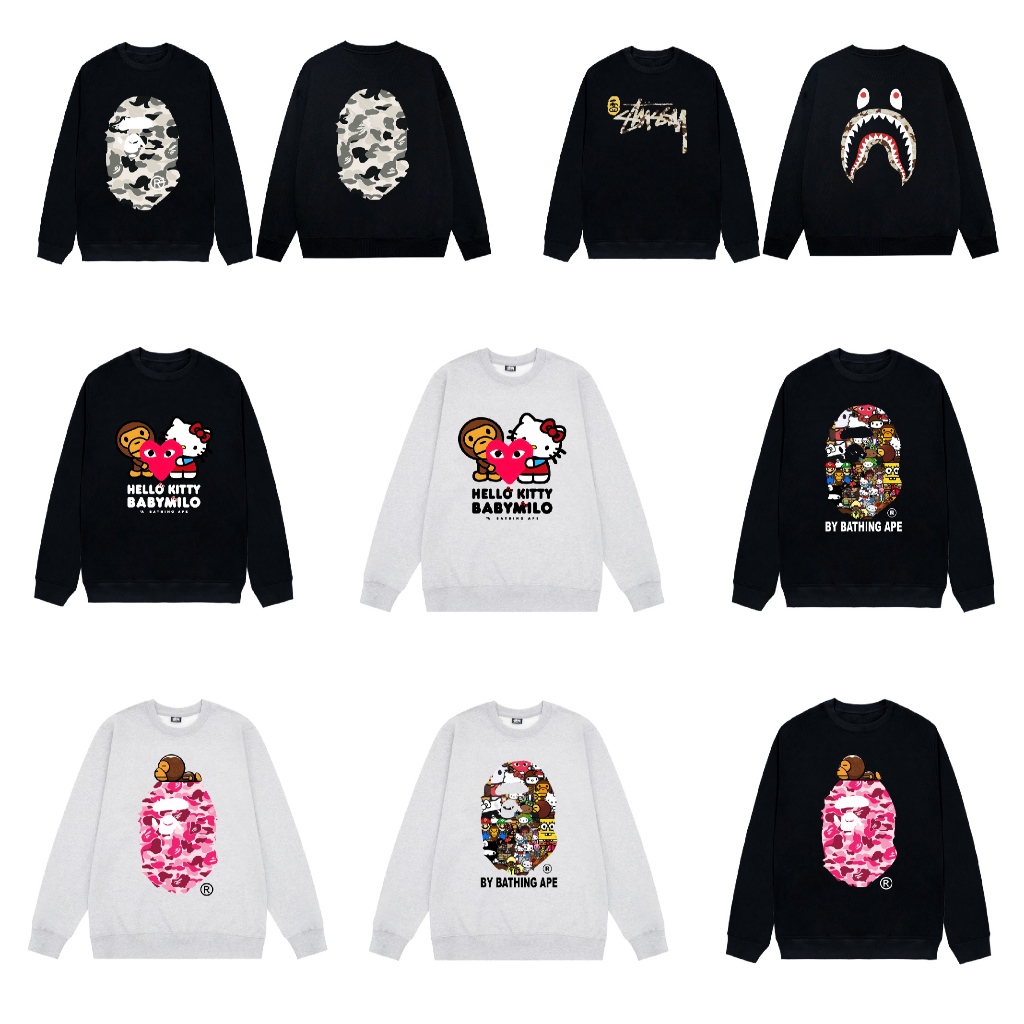 Áo sweater BAPE full mẫu Hottrend vải nỉ bông siêu dày 350gsm swt bape ...