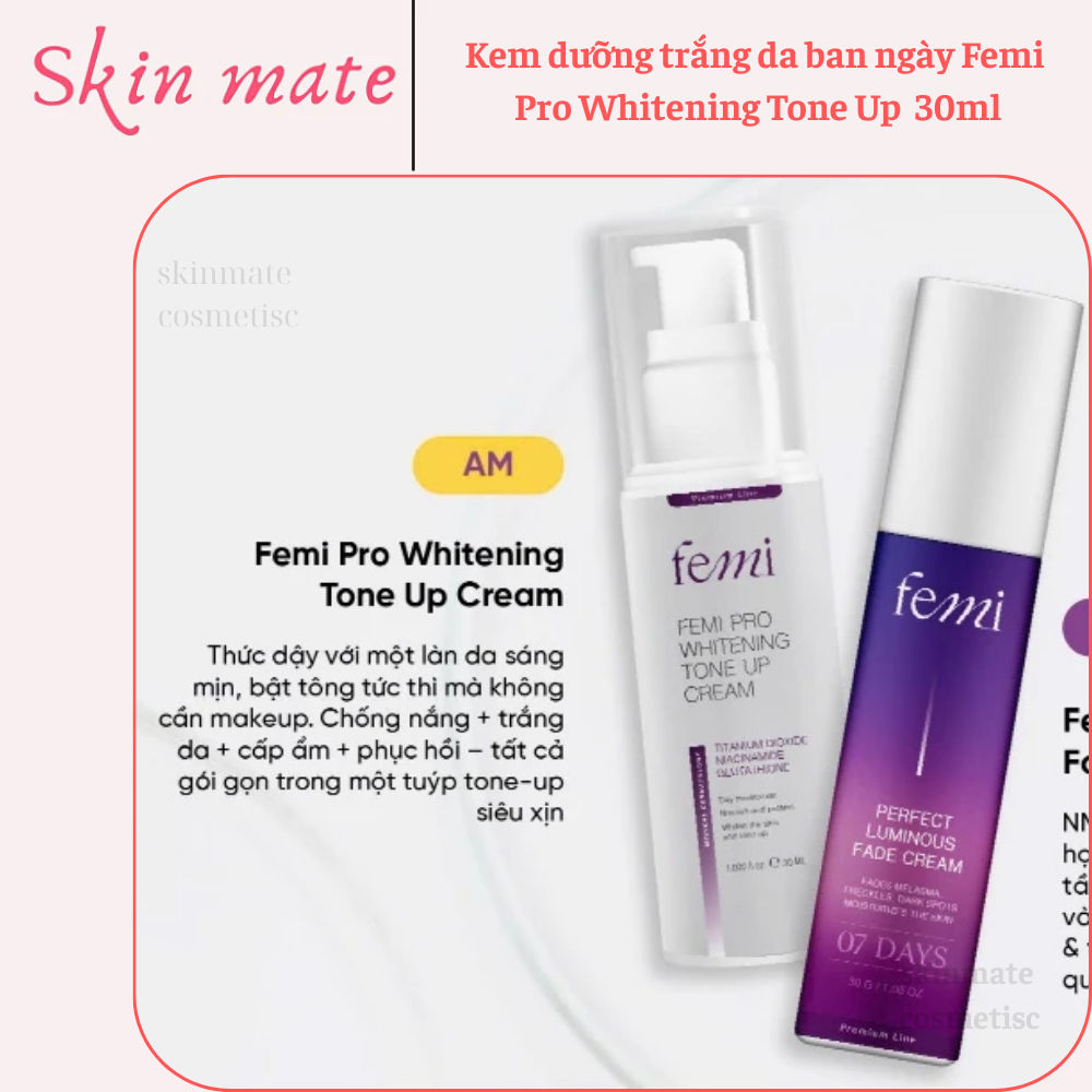 (công ty) Kem dưỡng trắng da ban ngày Femi Pro Whitening Tone Up Cream ...
