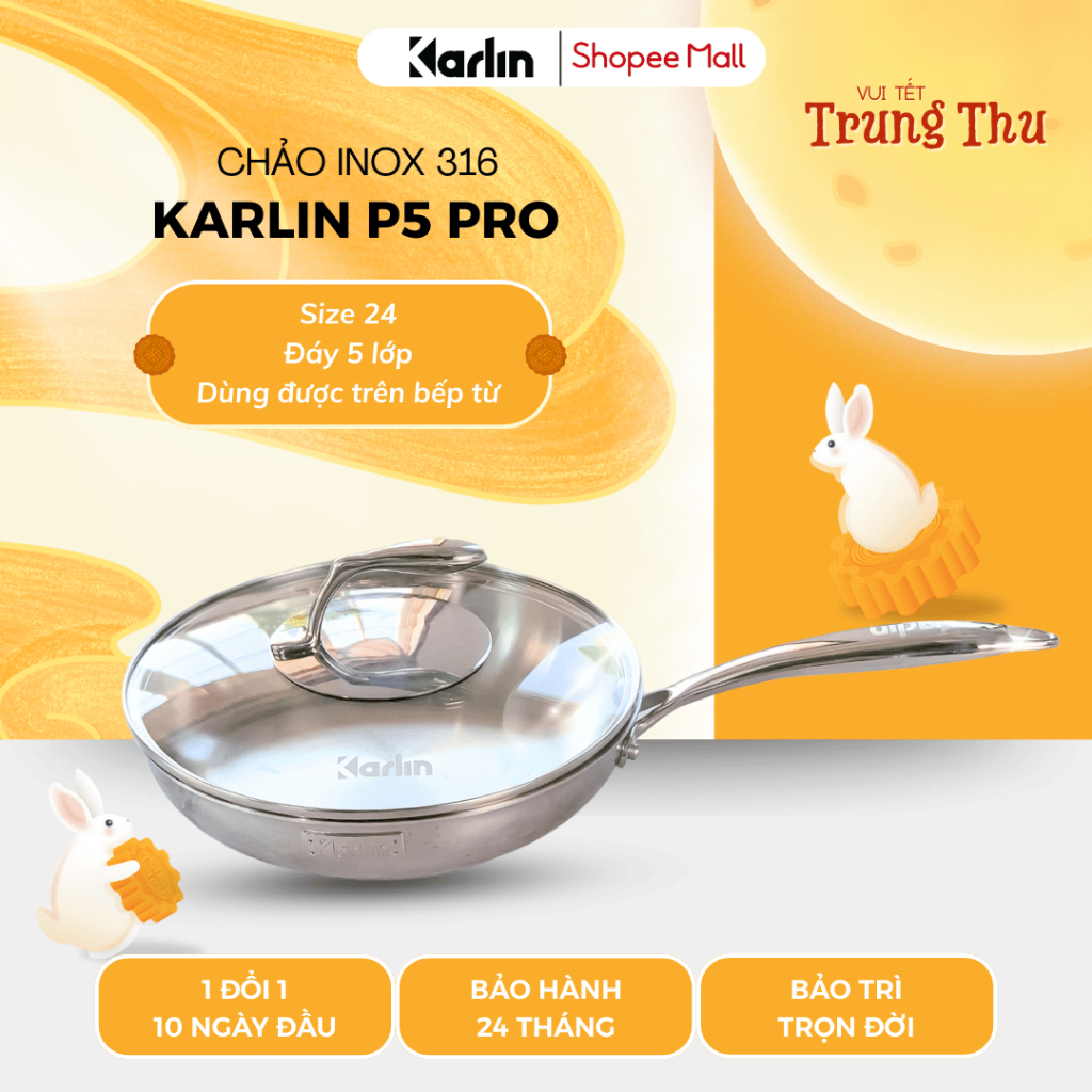 Chảo Inox KARLIN P5 Pro Đáy 5 Lớp Size 24cm Inox 316 Chống Dính Tự Thân_Thương Hiệu Đức | Shopee ...