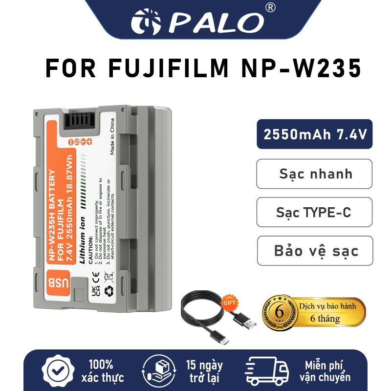 PALO Pin Fujifilm NP-W235 2550mAh cho máy ảnh Fujifilm XT5 XT4 GFX 100S ...
