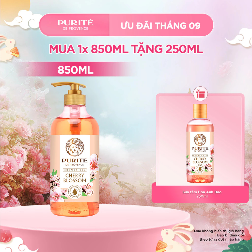 Combo Sữa Tắm Purité 850ml + Tặng Sữa Tắm Purité Anh Đào 250ml | Shopee ...
