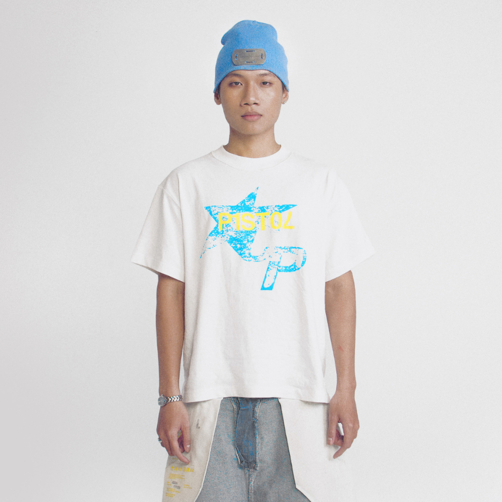 Áo thun nam Boxy Fit màu trắng tay ngắn - ACP "P*RN ST4R" White Boxy T ...
