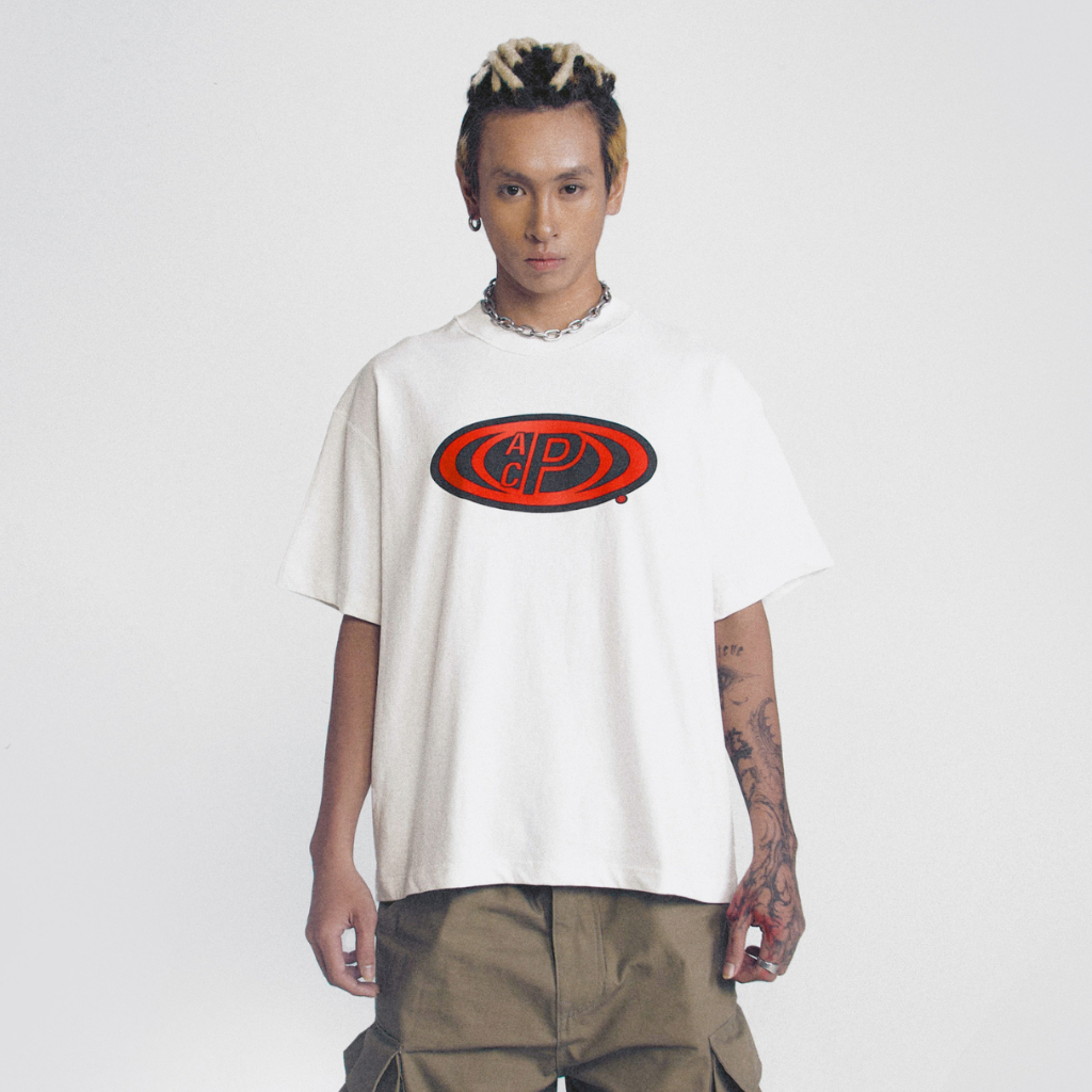 Áo thun nam Boxy Fit màu trắng tay ngắn - ACP "Cyclone" White Boxy T ...