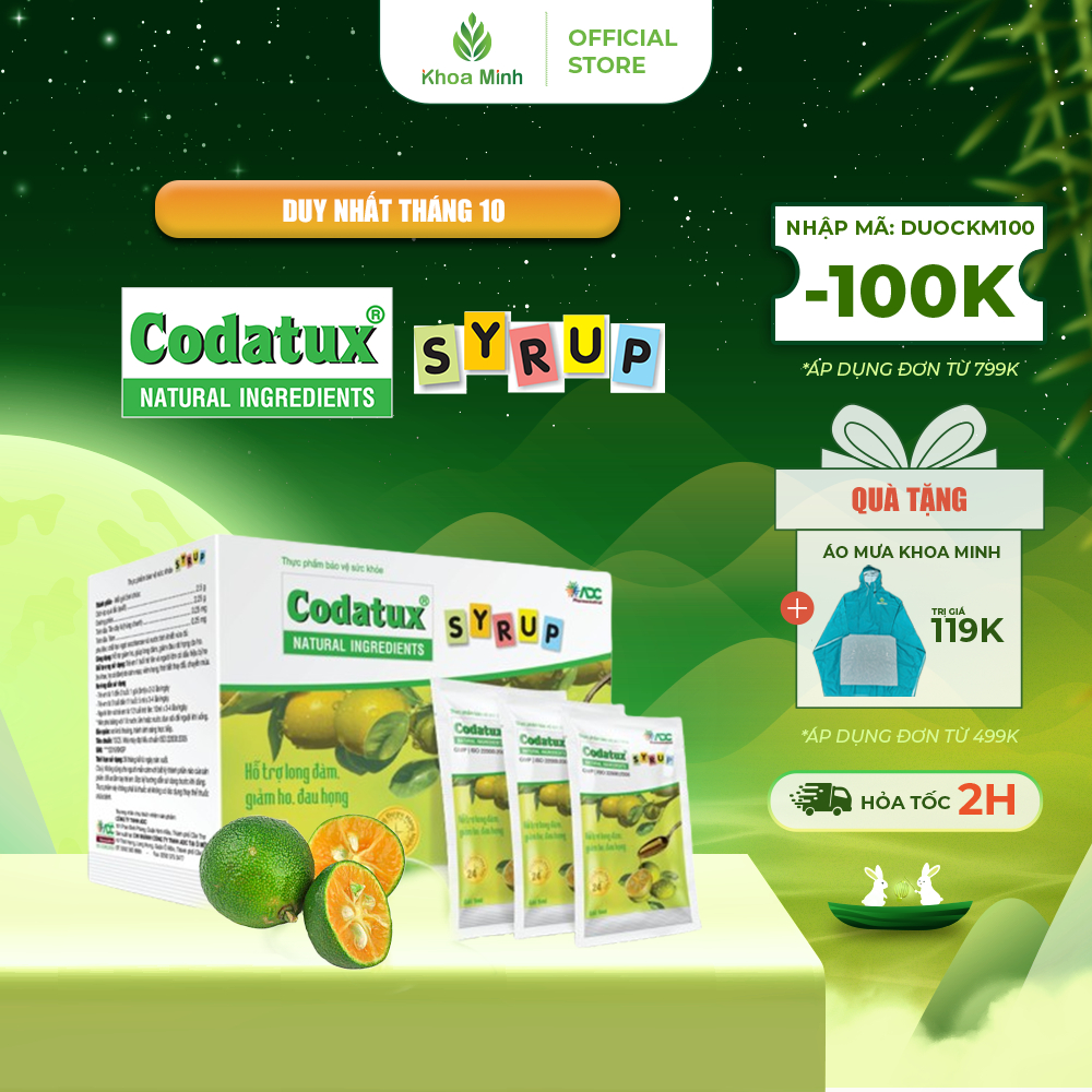Thực phẩm bảo vệ sức khỏe Codatux Syrup hỗ trợ long đàm, giảm ho, đau ...