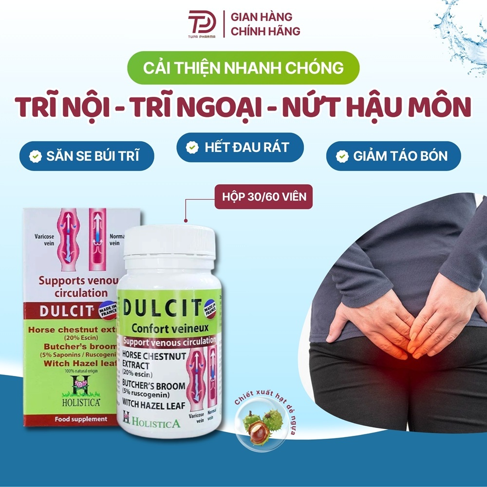 (Che tên) Viên uống trĩ Dulcit giảm đau rát hậu môn dùng cho người bị ...