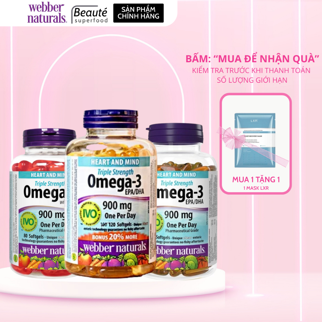 Viên Uống Omega3 Webber Naturals Triple Strength Omega-3 / Omega-3 With ...