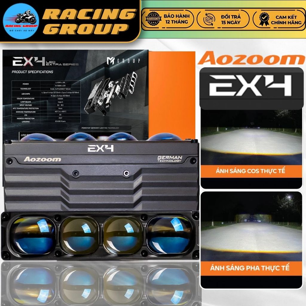 Aozoom EX4, Đèn Trợ Sáng Bi Cầu Extra 4 Công Suất 108W, Nhiệt Màu 5000K ...